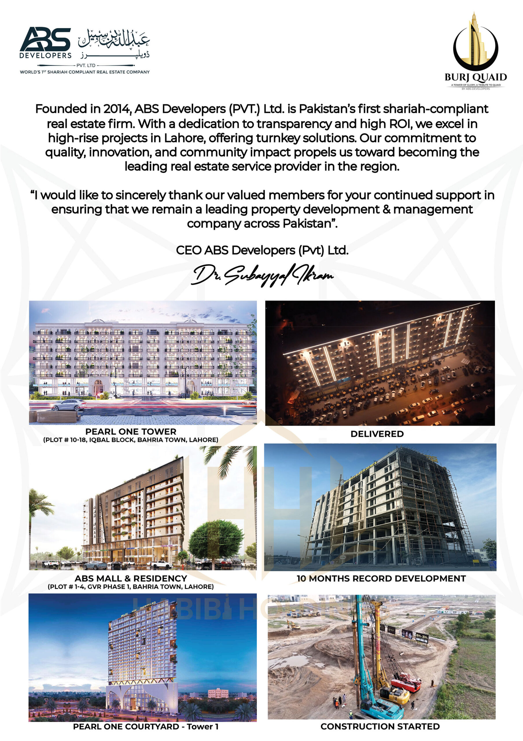 ABS Developers Karachi: Burj Quaid A New Deal